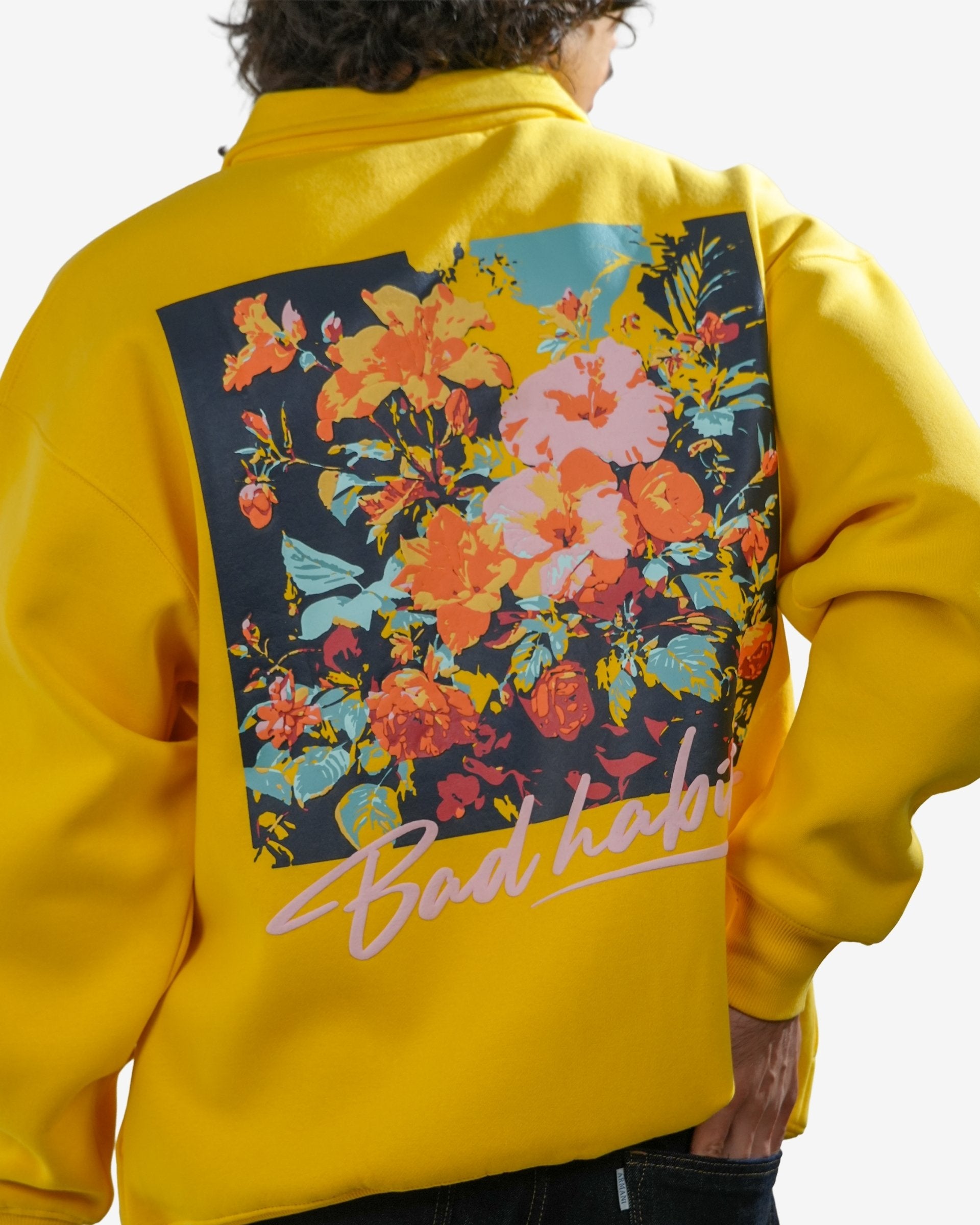 Bad Habits - Yellow Printed Oversized Zipper – Khaaki